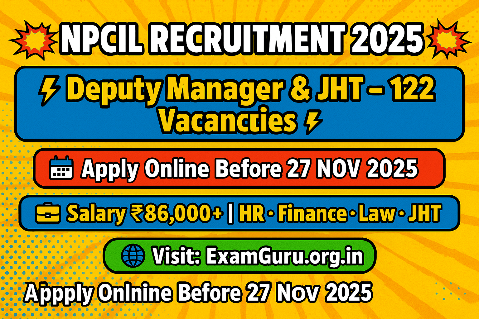 NPCIL Deputy Manager Recruitment 2025 - examguru.org.in
